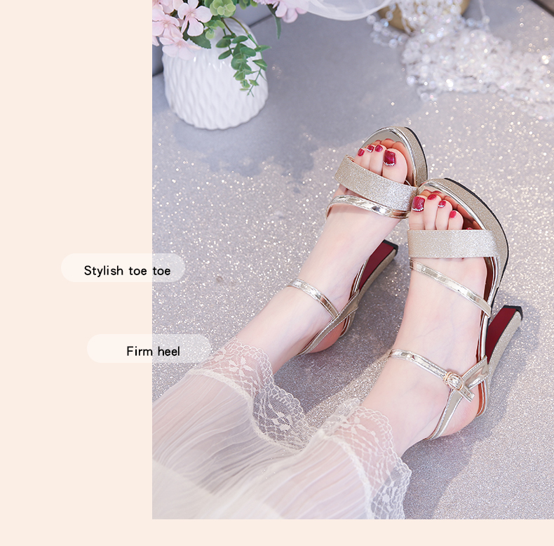 JAHVIO Melissa Platform Sandals For Women With Heels Silver 4inch ...