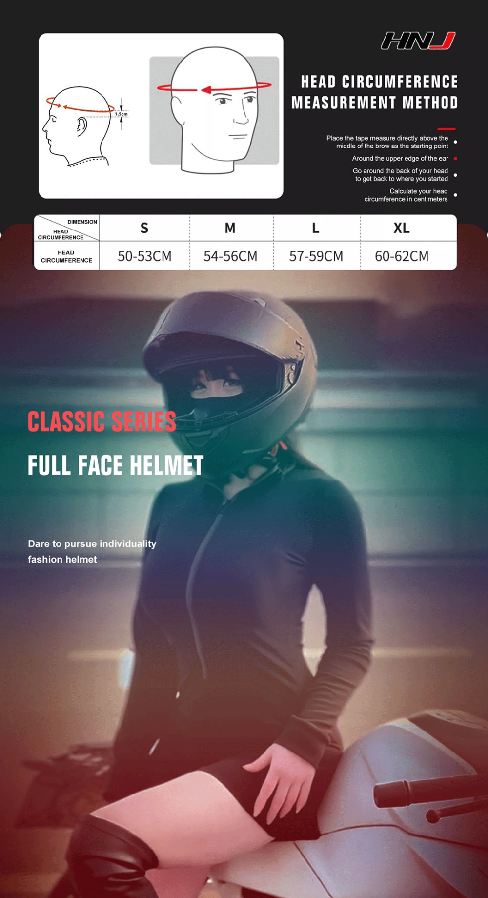HNJ 855 Men's classic helmet full face motorcycle for Sun Visor woman ...