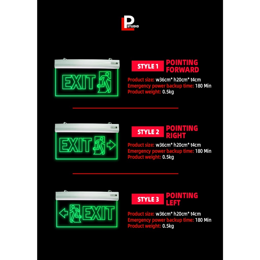 Emegency led light rechargeable emergency exit light fire exit signage ...