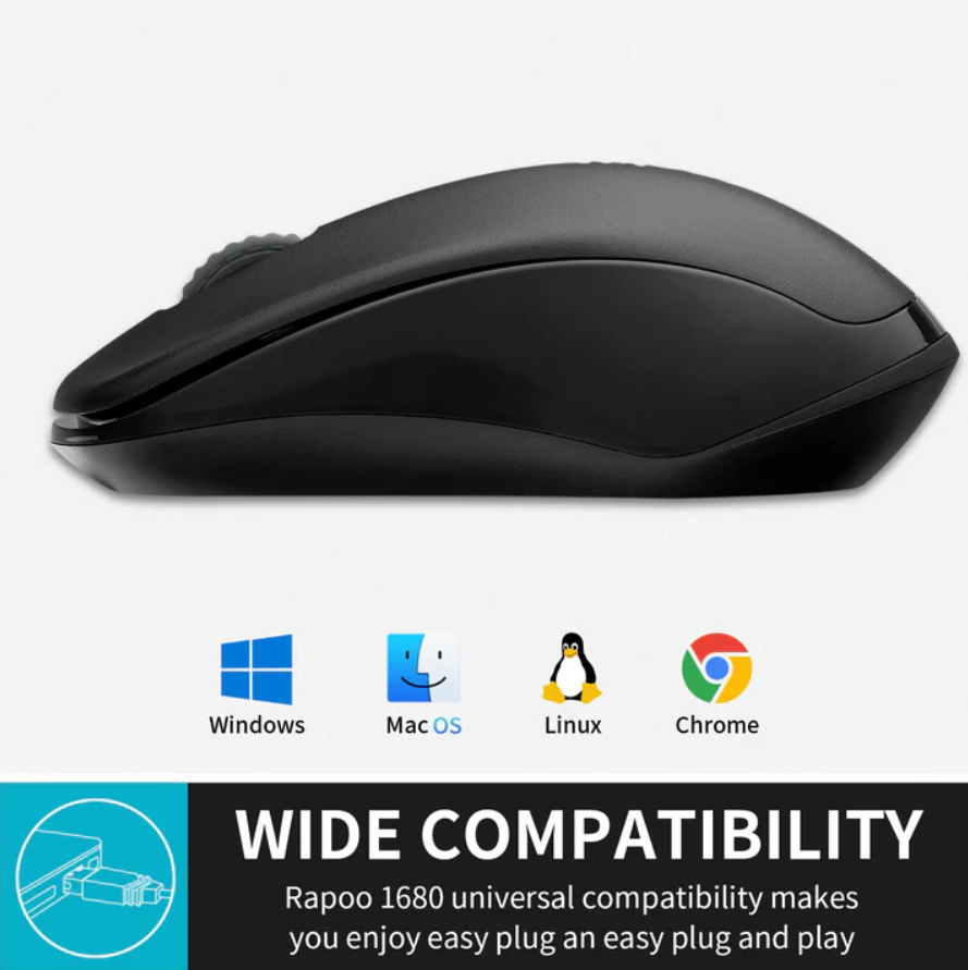Rapoo 1680 Silent Wireless Optical Mouse 2.4G 1000DPI | Shopee Philippines