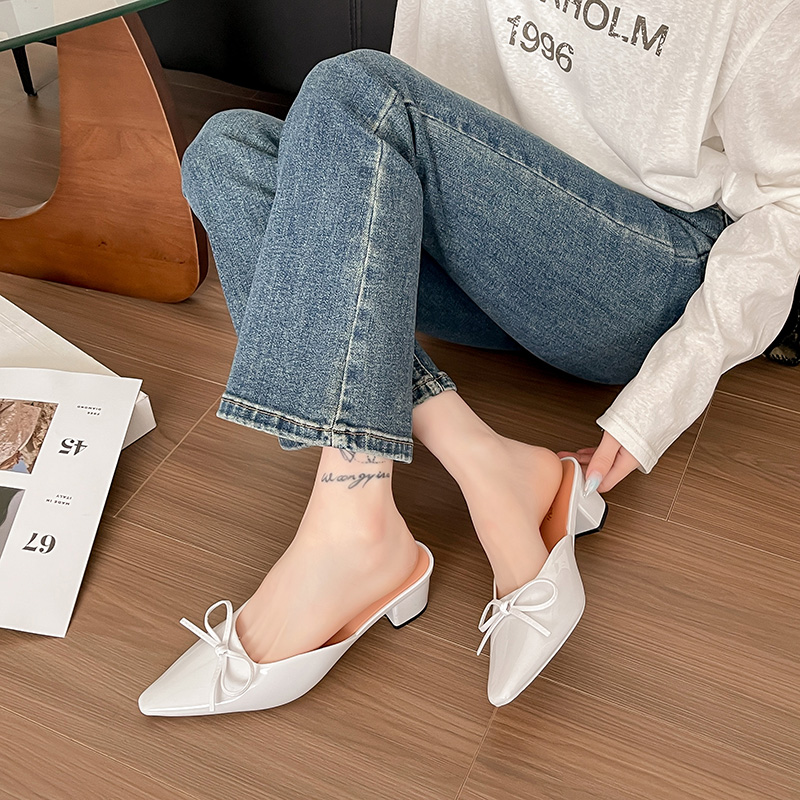 MIA Women's Elegant Pointed Toe Mules Slip-On Block Heel Sandals with ...
