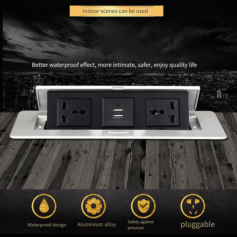Table Pop Up Socket Socket 2 USB Table Plug Hidden Electrical Outlet ...