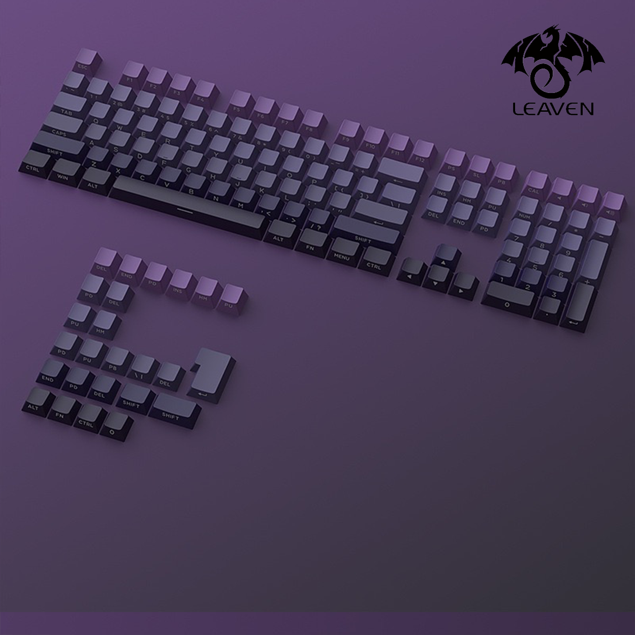 Leaven 134 Keys Gradient Side Carving PBT Two Color Injection Molding ...