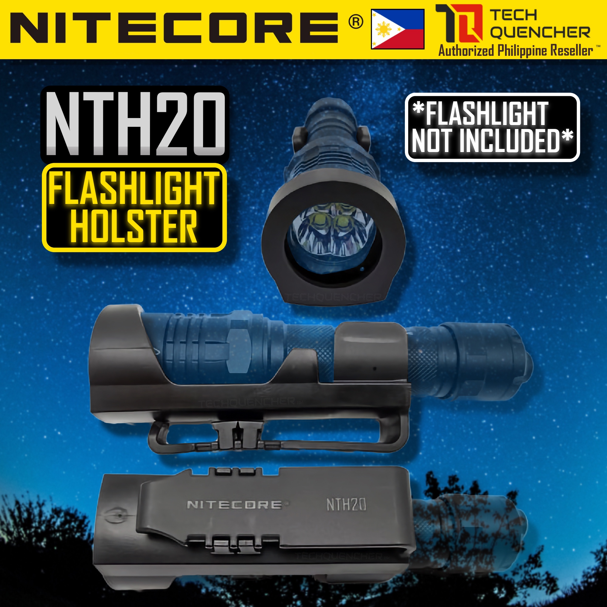 Nitecore NTH20 Flashlight Hard Holster - Supports 1 inch Tube Diameter - 1.25 inch Head Diameter ...