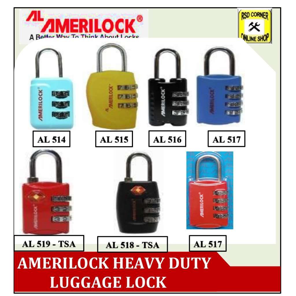 AMERILOCK COMBINATION LUGGAGE LOCKS, PADLOCK LOCKER (AL513, AL515 ...