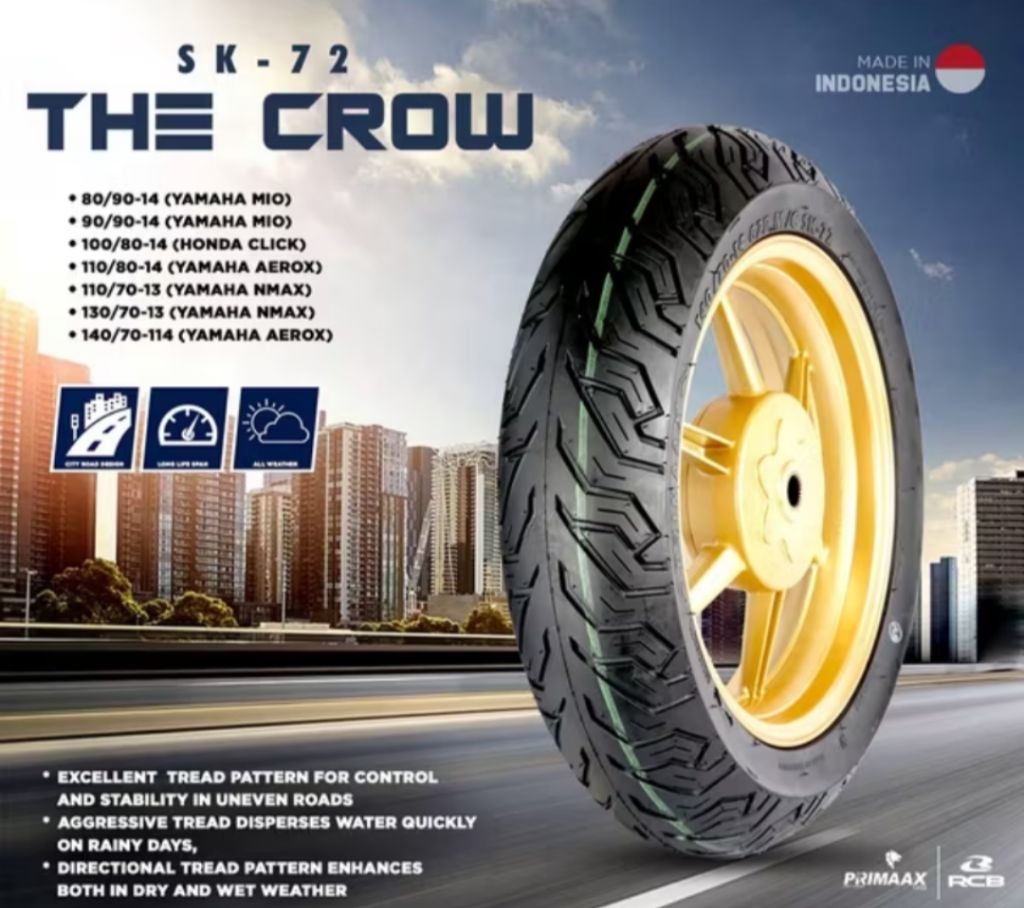 PRIMAAX TUBELESS INDONESIAN TIRE SK72 THE CROW | Shopee Philippines