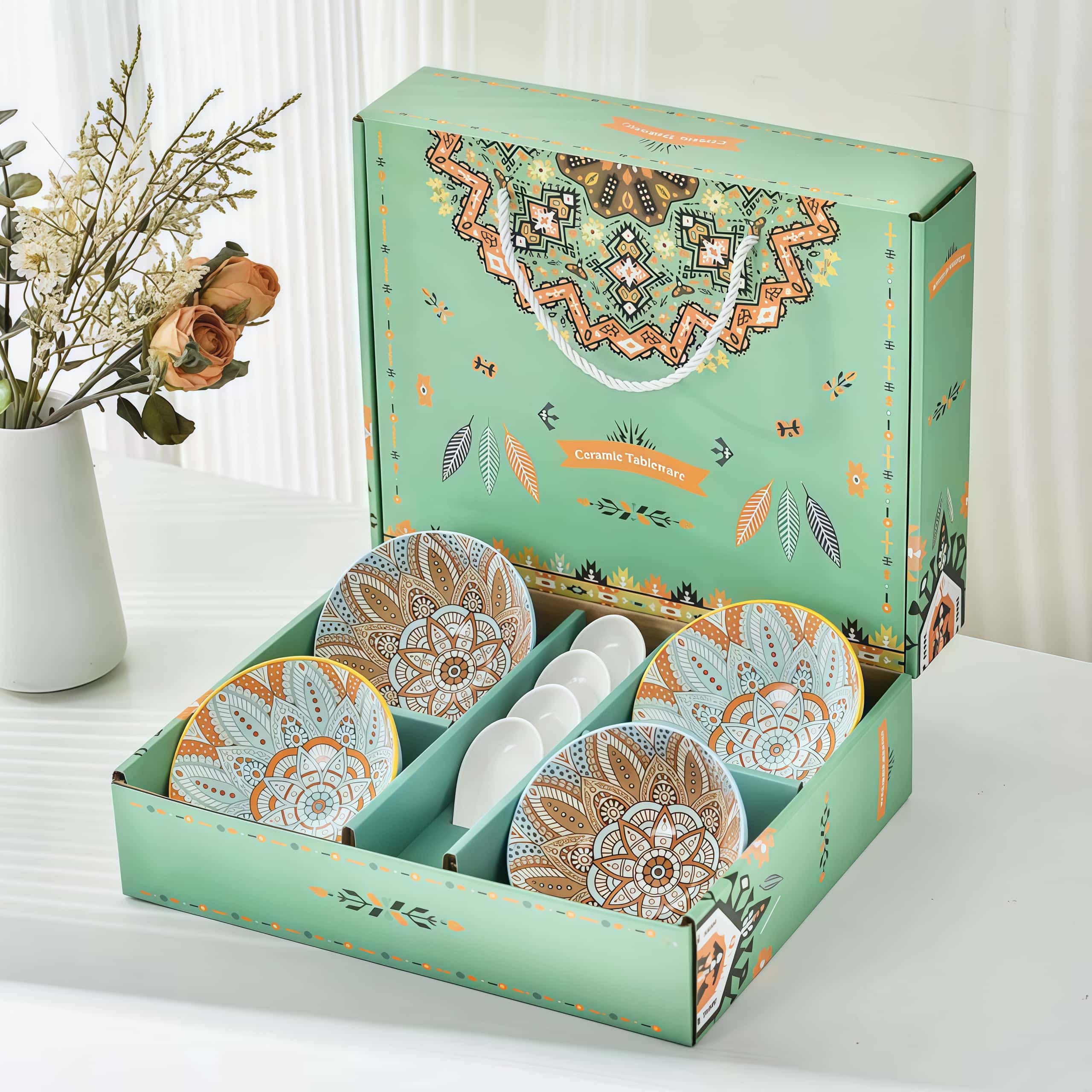 HEEFESL Bowl Set/Ceramic Tableware Set/Hampers Set/Tableware Gift ...