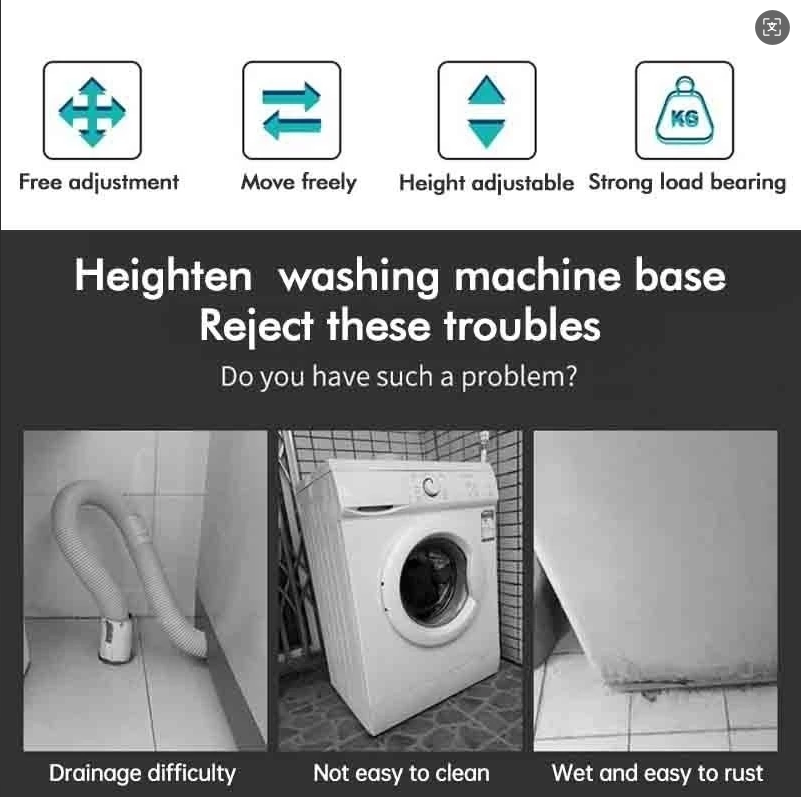 Washing machine frame with wheels, refrigerator frame with adjustable ...