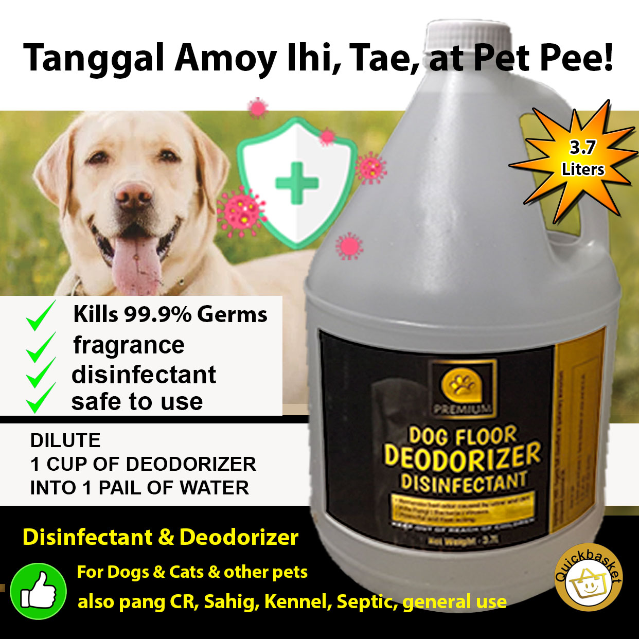 3.7L Premium Concentrated Deodorizer Disinfectant – Pet, Dog, Cat ...
