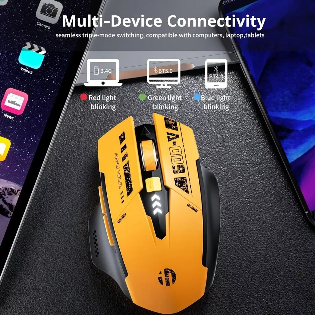 Zeus x INPHIC A9 Bluetooth Wirelss Mouse Gaming 2400dpi Silent ...