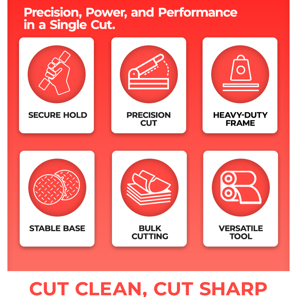 HD Paper Cutter A4 Metal Base Size w/ Adjustable Paper Stopper Officom ...