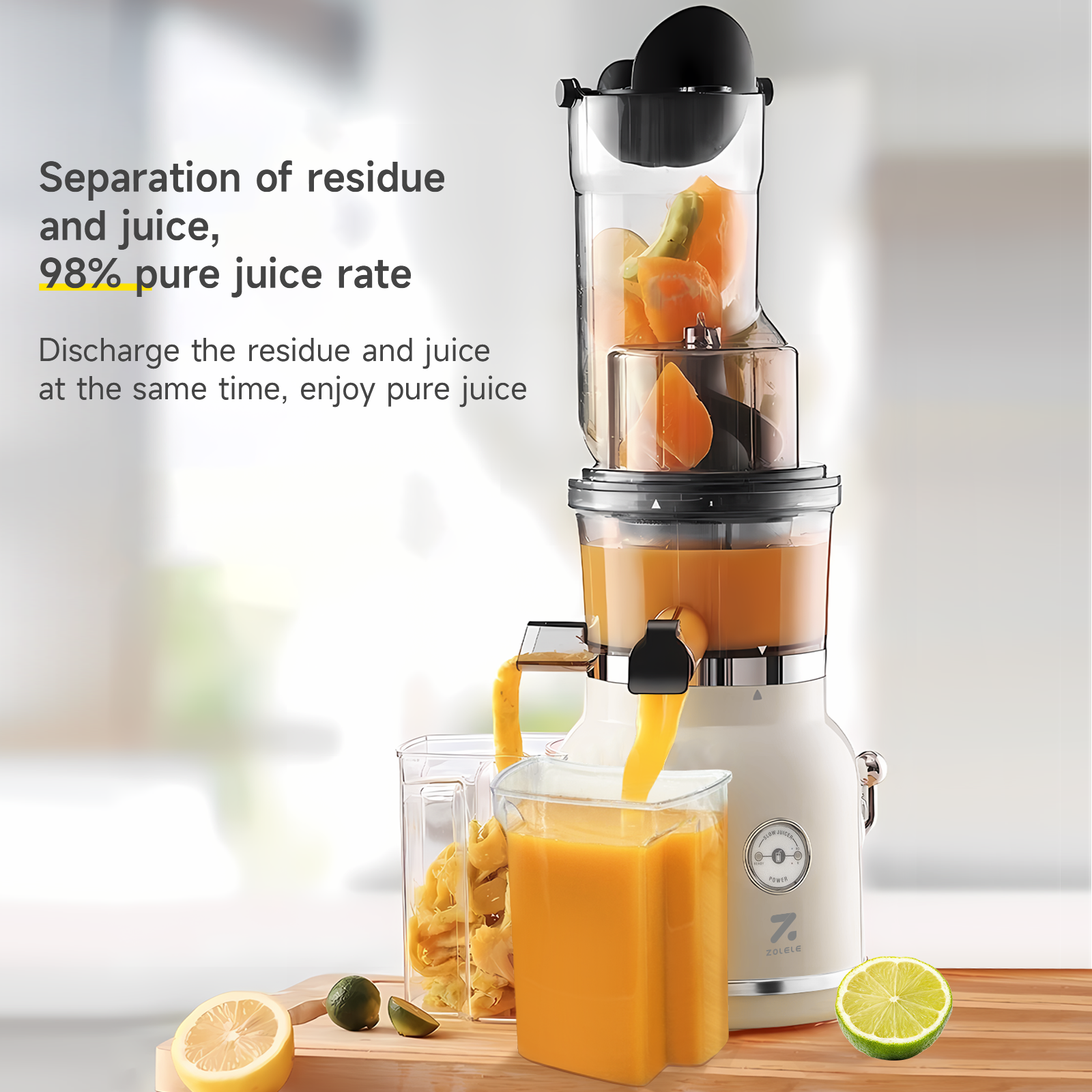 ZOLELE JM101 Electric Juicer 150W Automatic Juice Separation Fruit And Vegetable Large Caliber ...