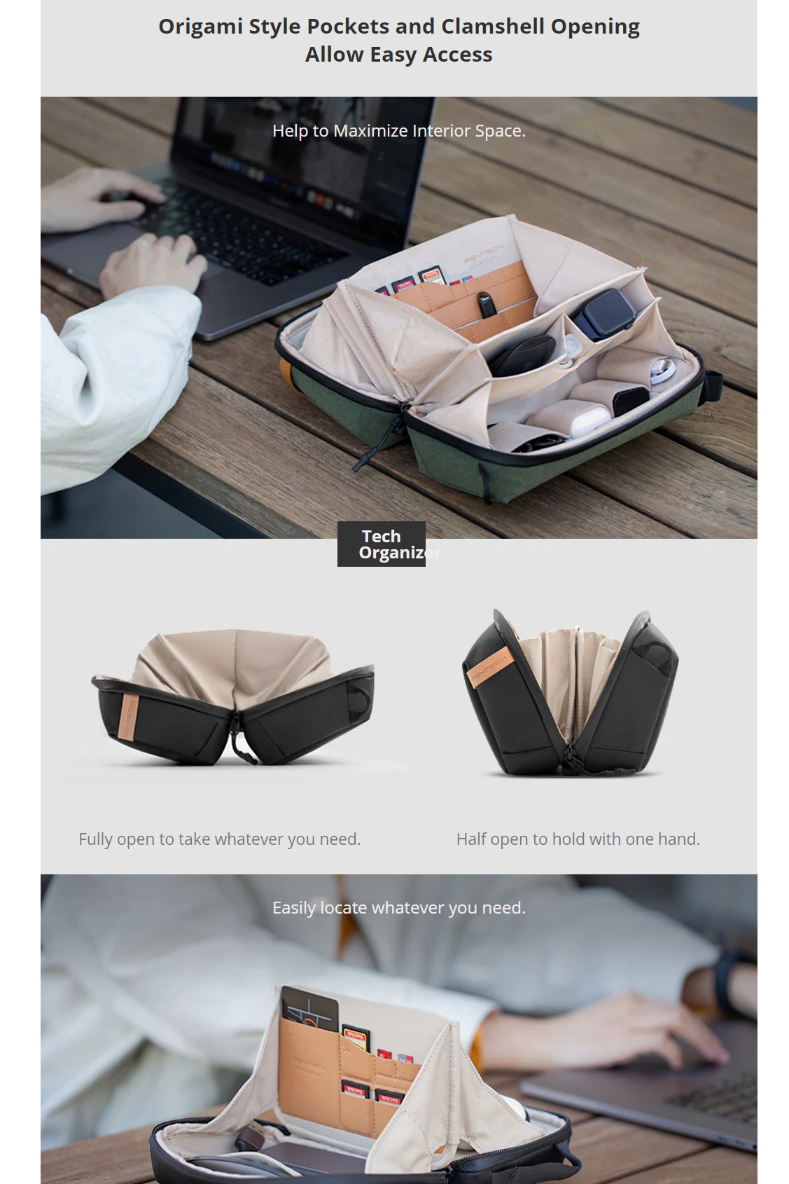 PGYTECH Tech Organizer Clamshell Case Storage Bag with Apple AirTag ...