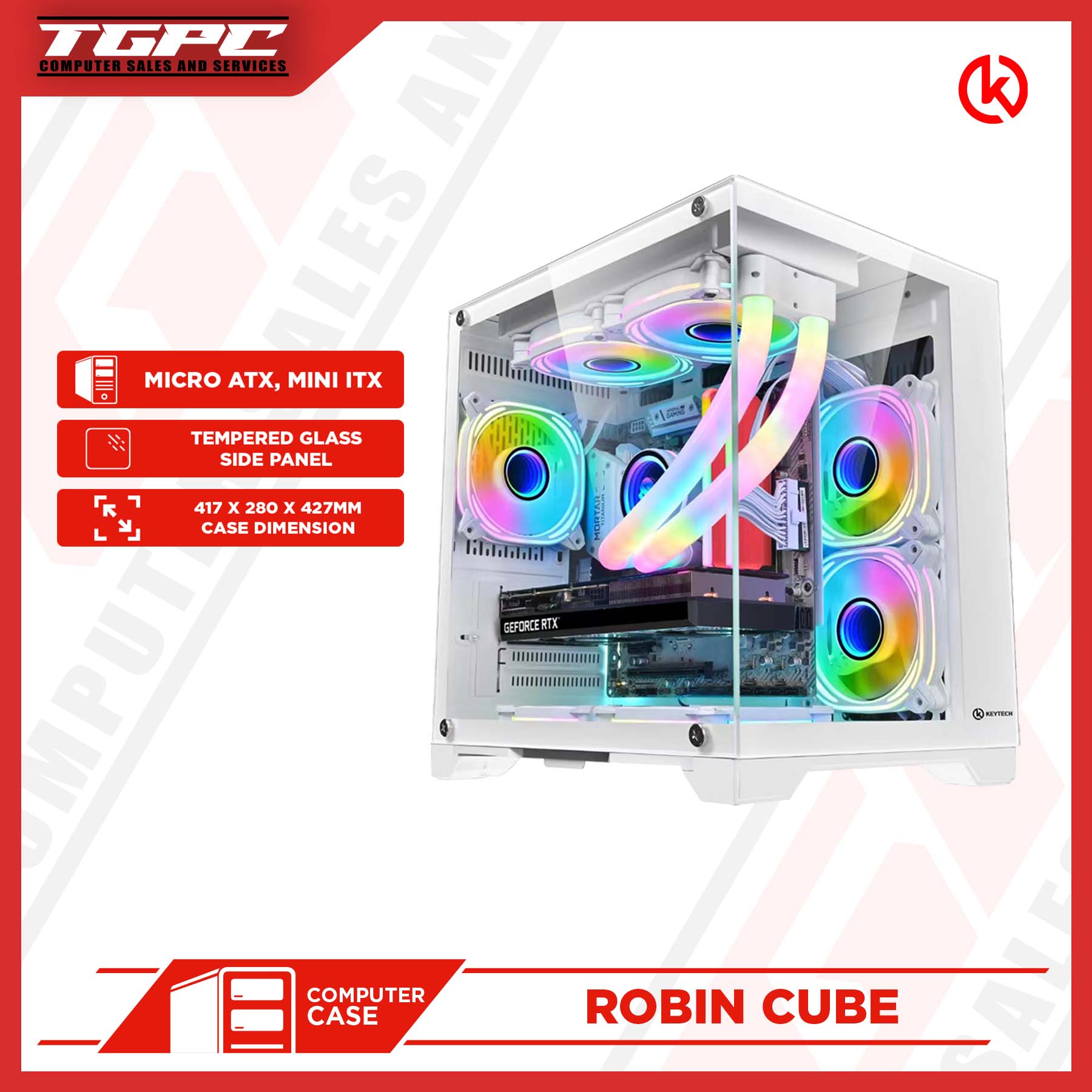 KEYTECH Robin Cube DUAL CHAMBER CASE MICRO ATX MINI ITX Computer Case ...
