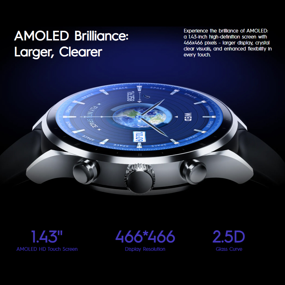 TECNO Watch Pro 2 Smartwatch | 1.43” AMOLED Screen | Clear Bluetooth ...