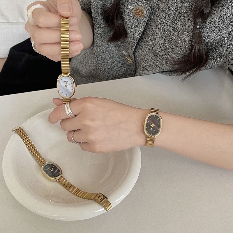 Elegant Retro Oval Watch With Stainless Steel Strap For Women Delicate ...