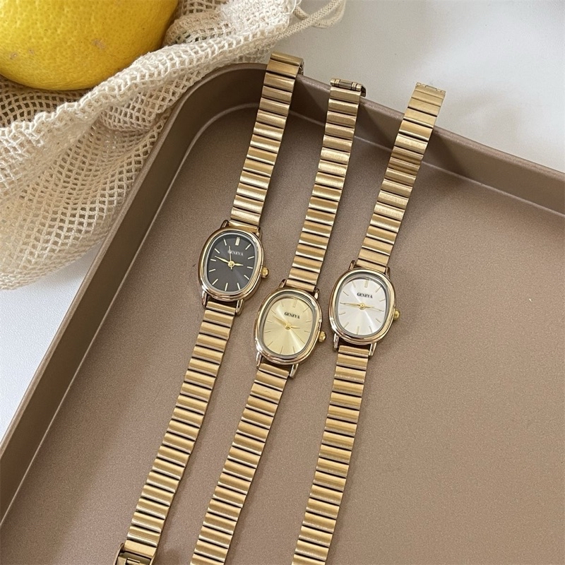 Relo Fashion Luxury Women Quartz Watch Stainless Steel Oval Small Dial ...