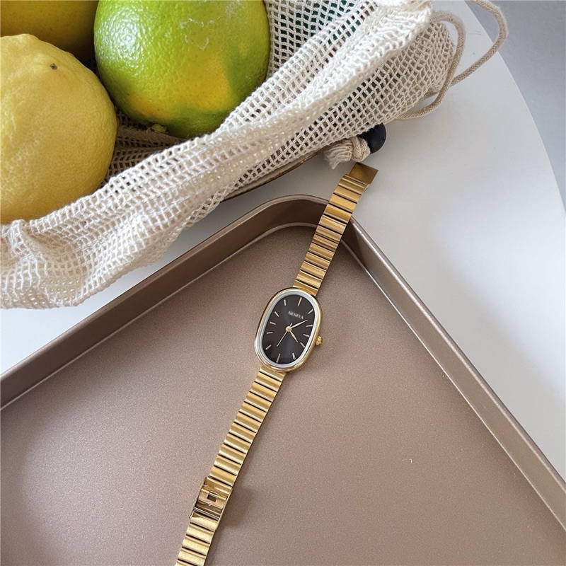 Relo Fashion Luxury Women Quartz Watch Stainless Steel Oval Small Dial ...