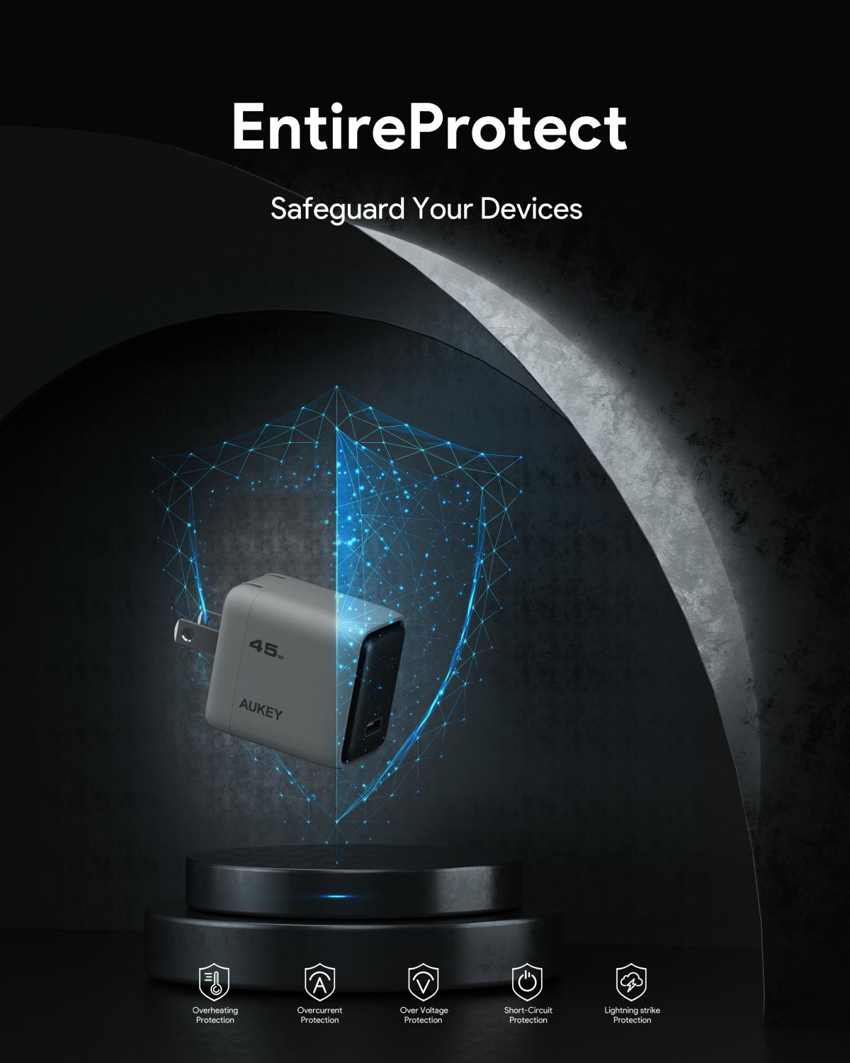 AUKEY Comet Mix 3 - 30W/45W/67W/100W Ultra-Compact PD Wall Charger with ...