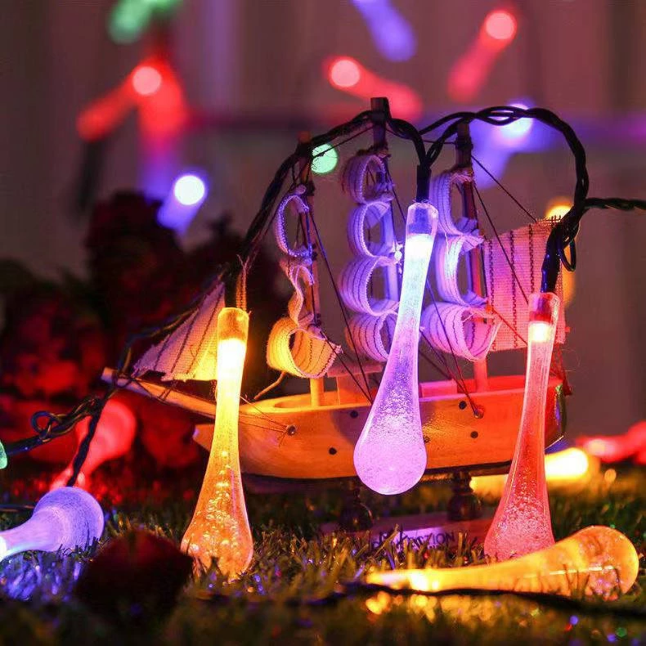 XH-612 30/20 Led Solar Drop Light 8 Lightning Mode Waterproof Raindrop ...