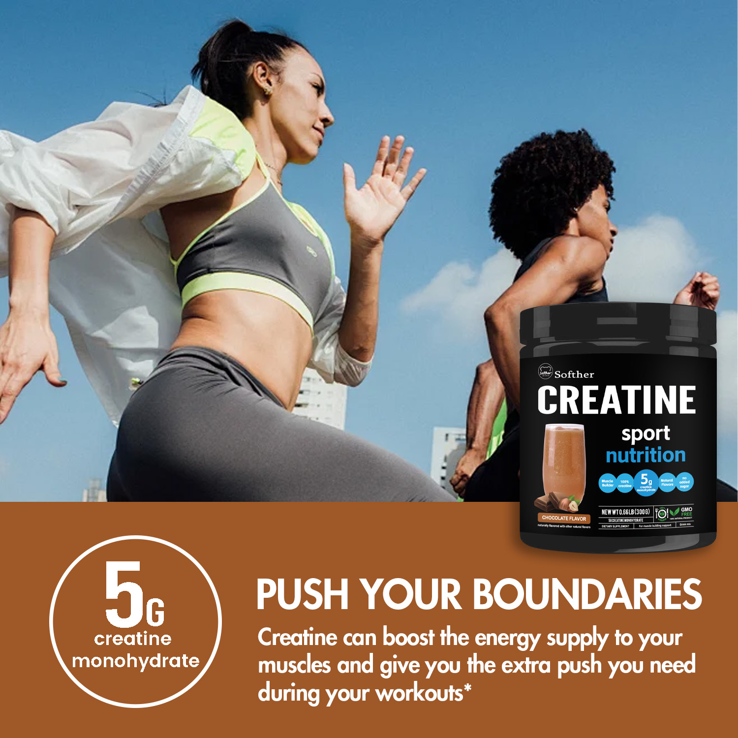 SOFTHER Creatine Monohydrate Powder Workout Supplement Improving Muscle ...