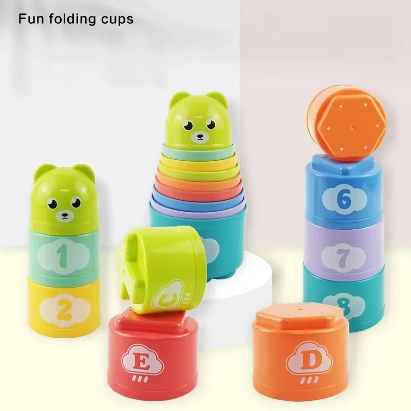 Foldind Stack Cup Tower Toy Kid Brain Response Battle Fold Cup Hand ...