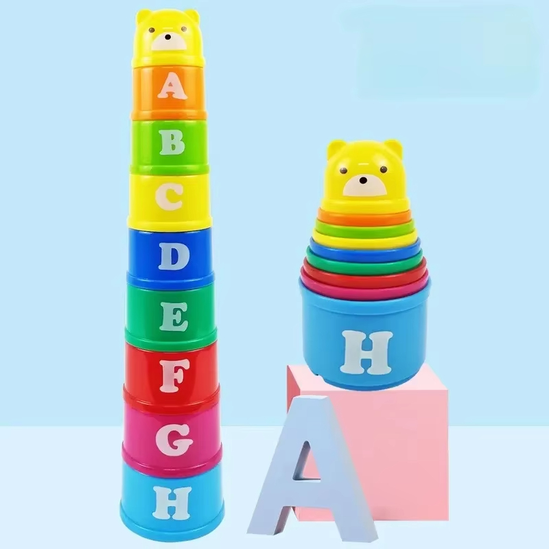 Foldind Stack Cup Tower Toy Kid Brain Response Battle Fold Cup Hand ...
