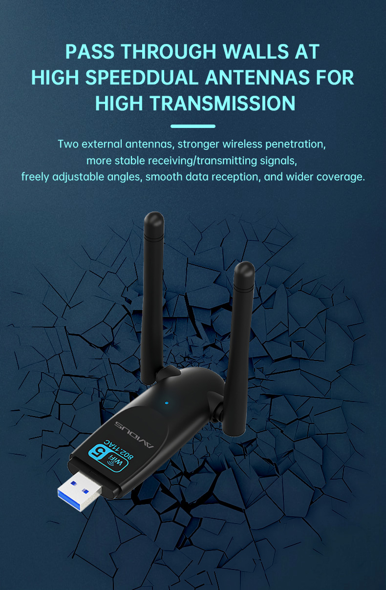AVIDUS 600Mbps USB WiFi dongle Adapter Wireless AC Network Card 5G/2.4G ...