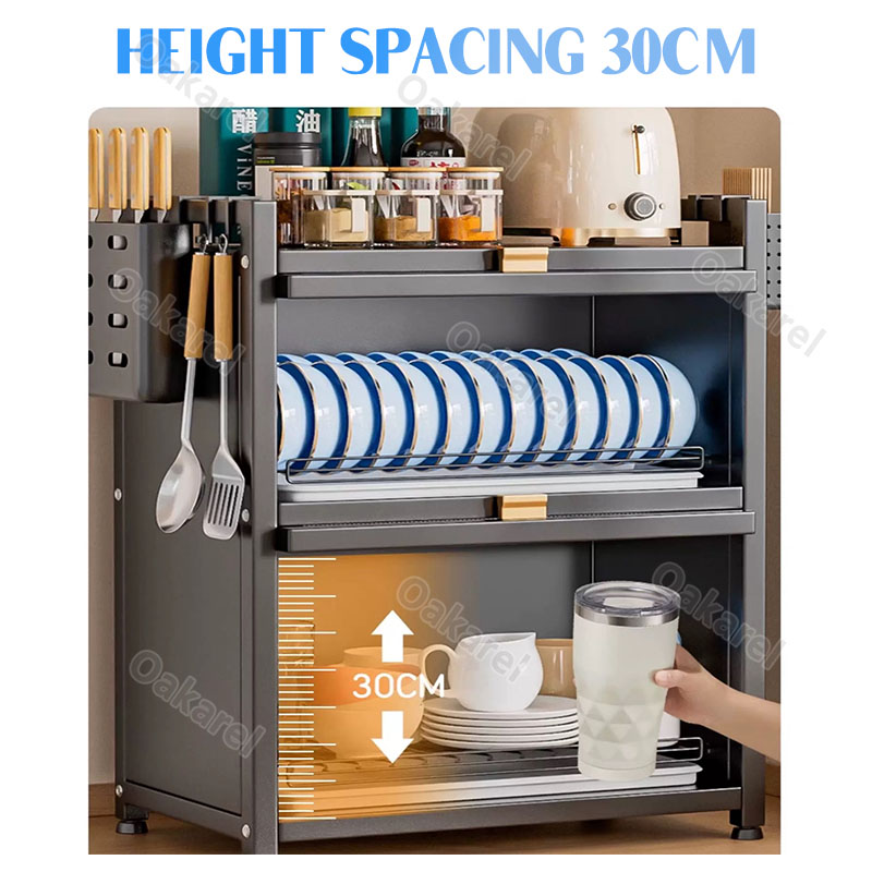 UPSEN Dish Rack Metal Kitchen Organizer Dish Cabinet With Flip Cover ...