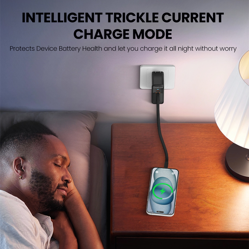 Orashare CR40 40W GaN Fast Wall Charger With Built-in Retractable Cable ...