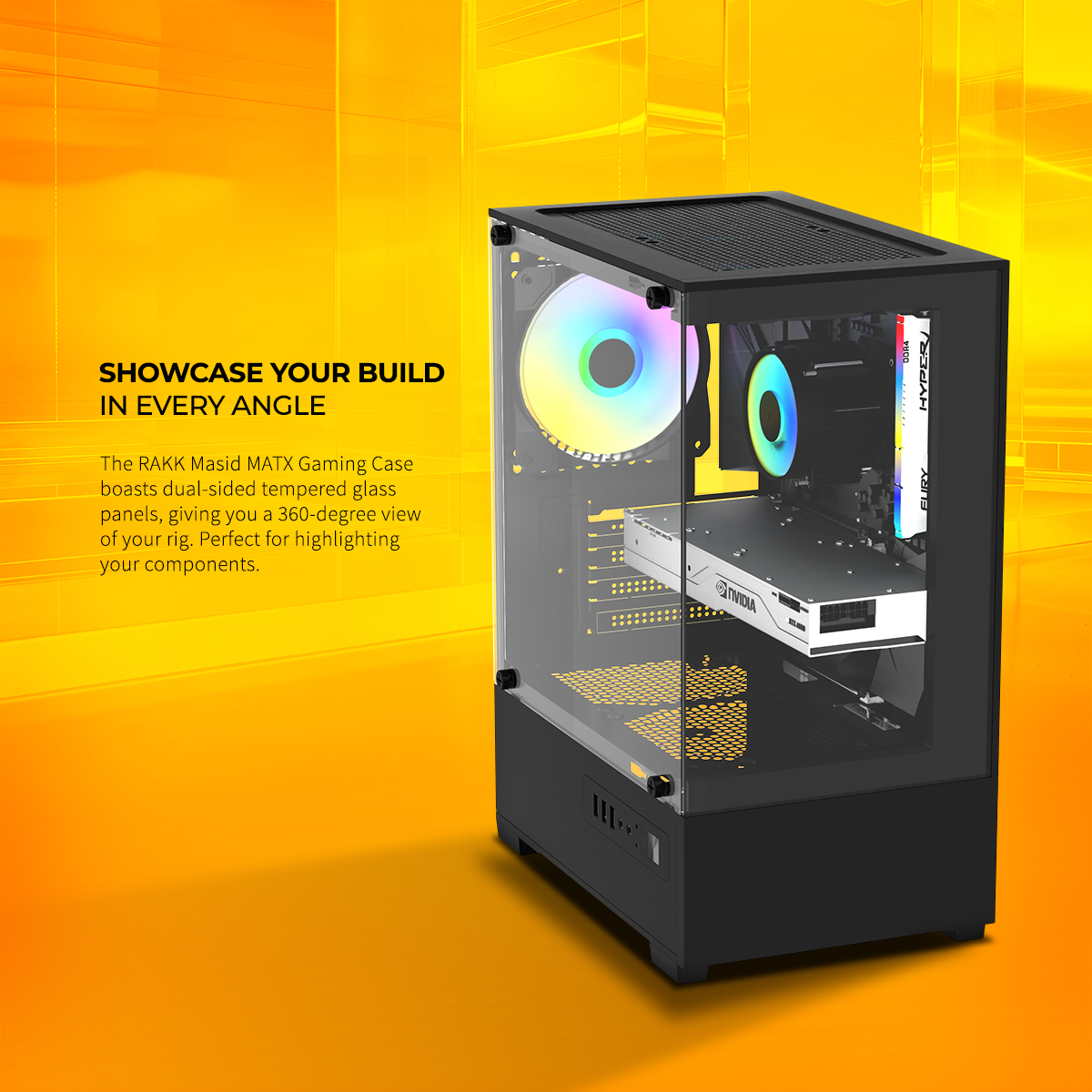 RAKK MASID MATX Tempered Gaming Case Black or White PC Cases | Shopee ...