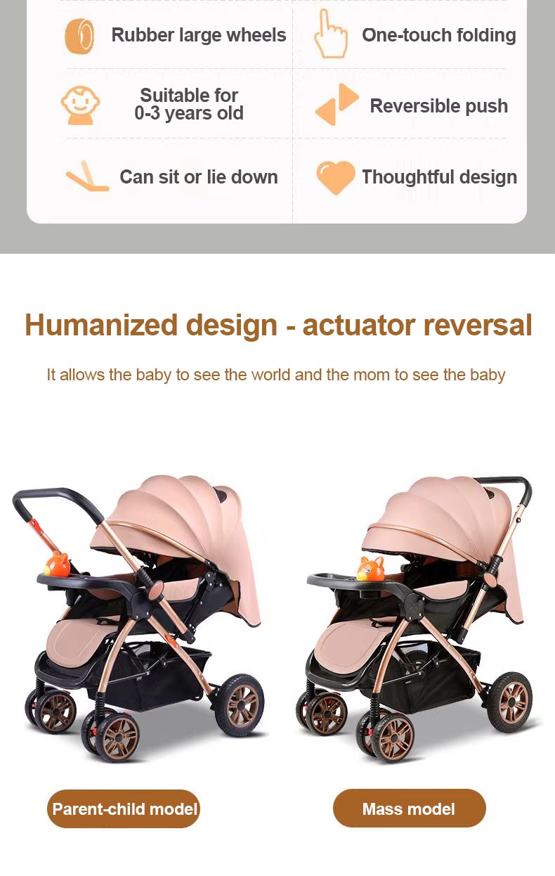 LUCKYBABE Foldable lightweight stroller sit and lie down two-way large ...