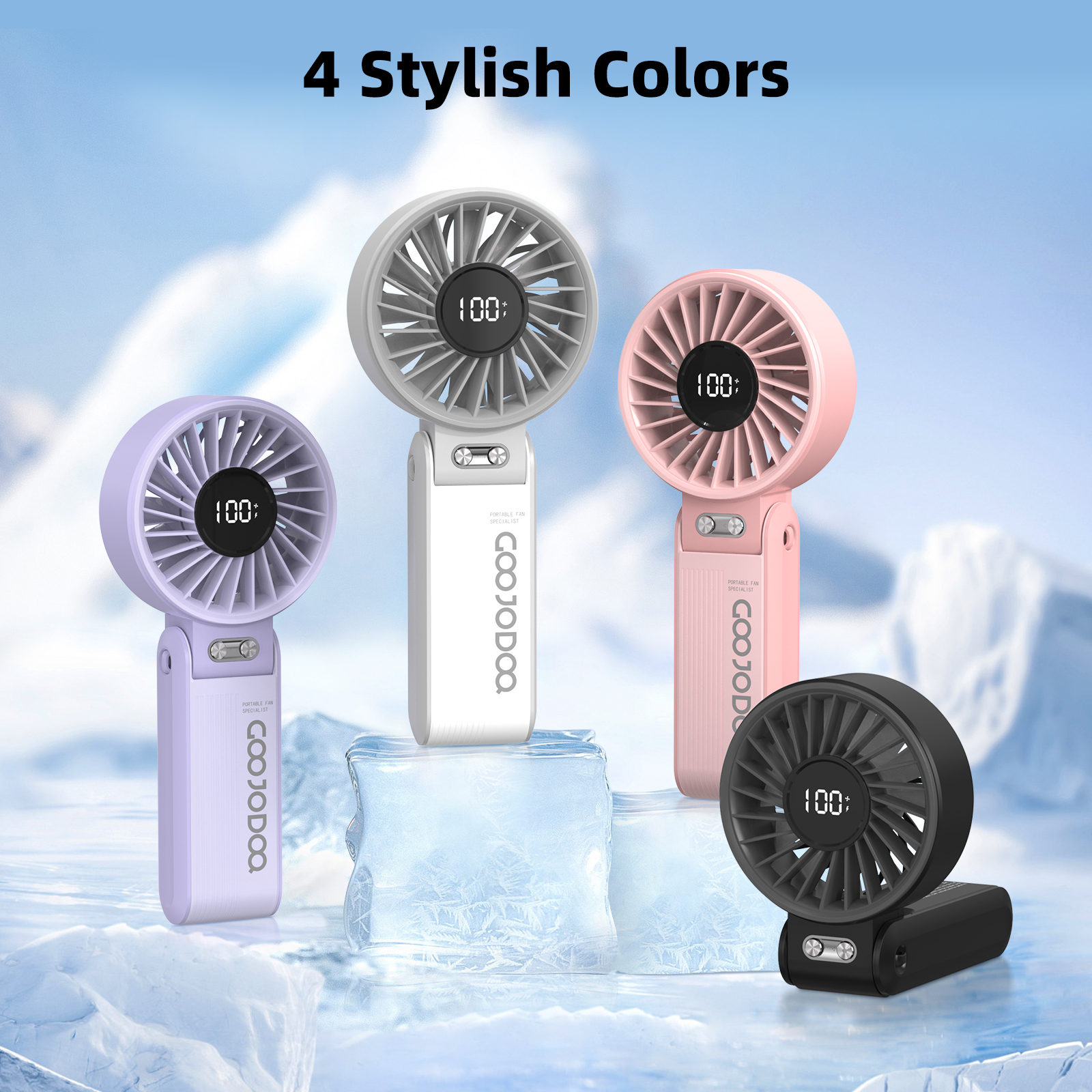 GOOJODOQ Foldable 4000 mAh Turbo Jet Mini Fan Rechargeable Handheld ...
