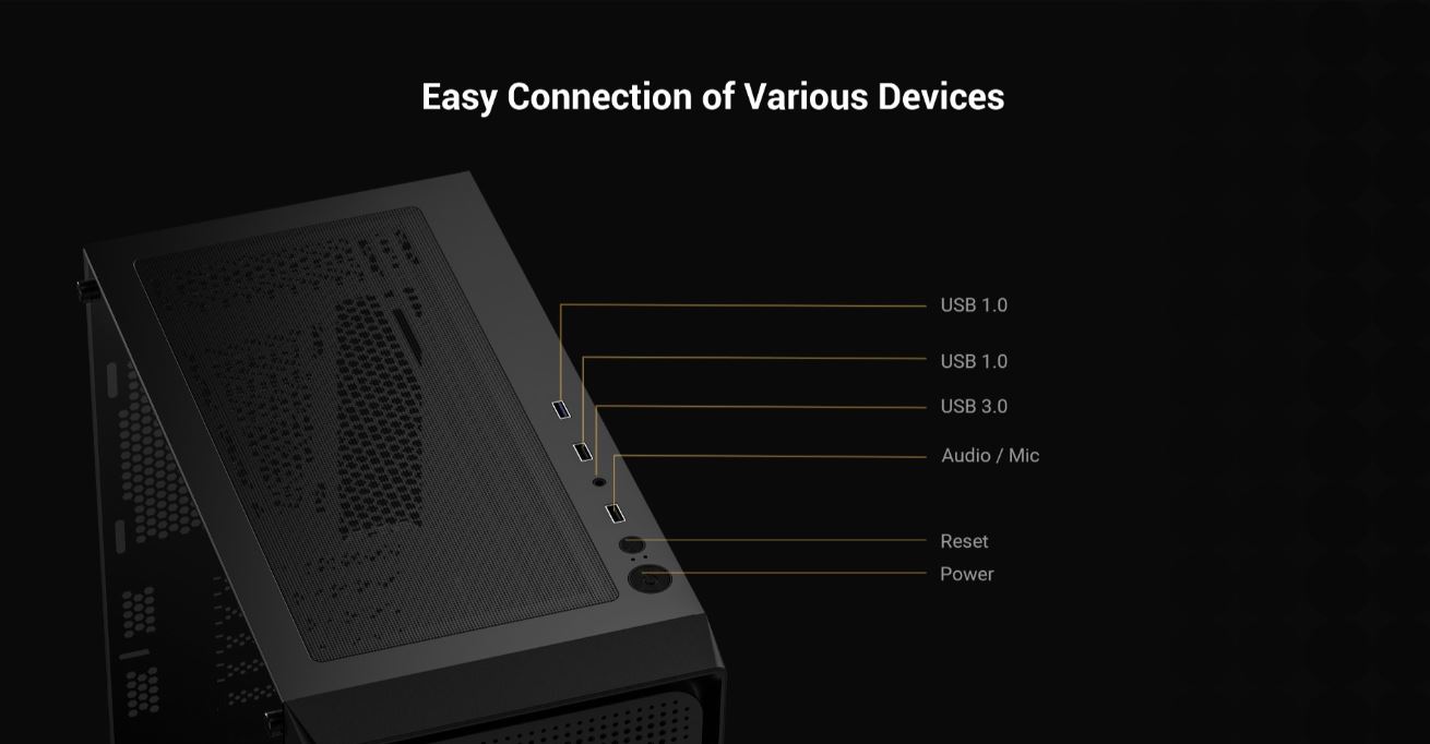 Ocypus Computer PC Case Gamma C50 mini-Tower Tempered Glass (Black ...