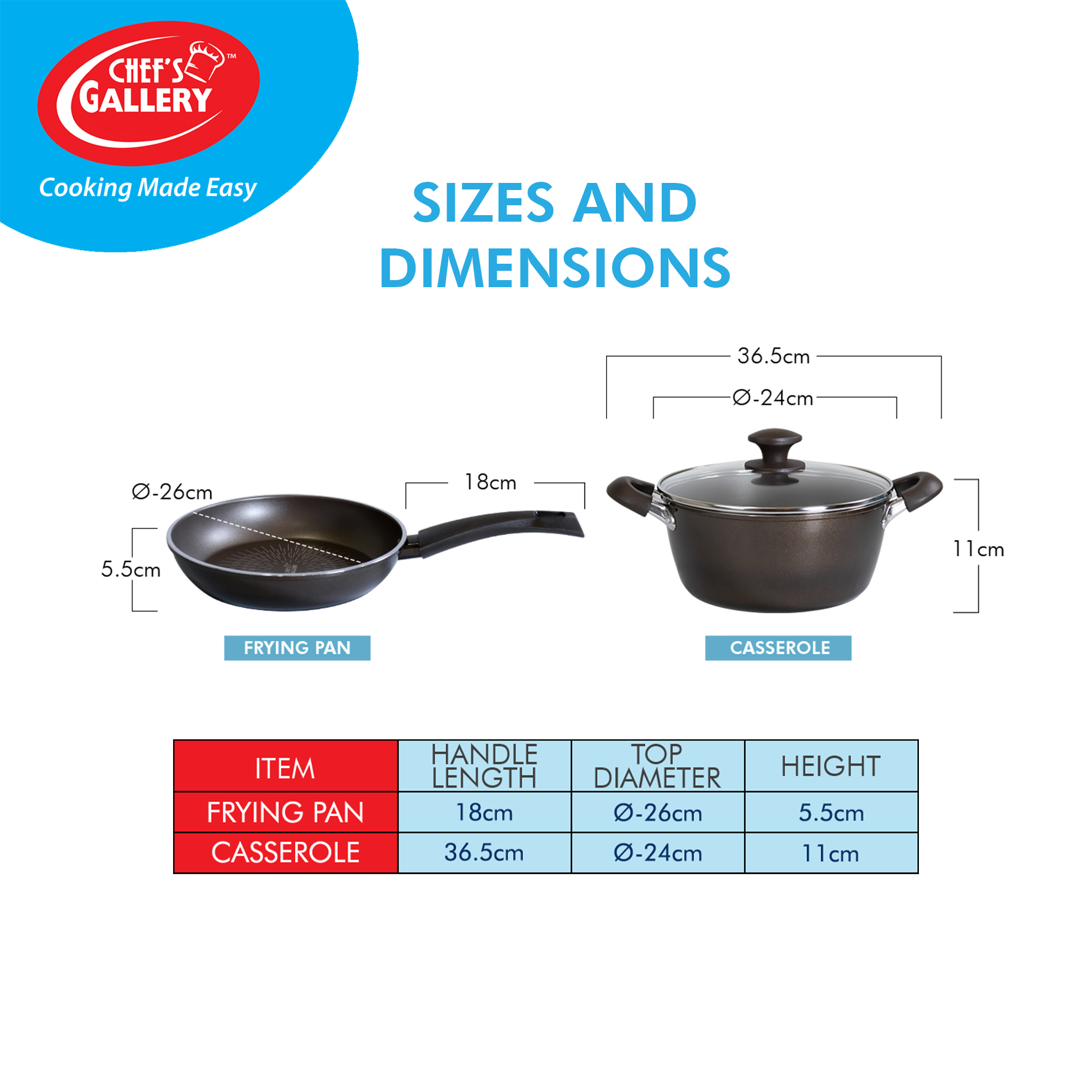 Chef's Gallery Gold Series Greblon C2 Induction Non-Stick Cookware Set ...