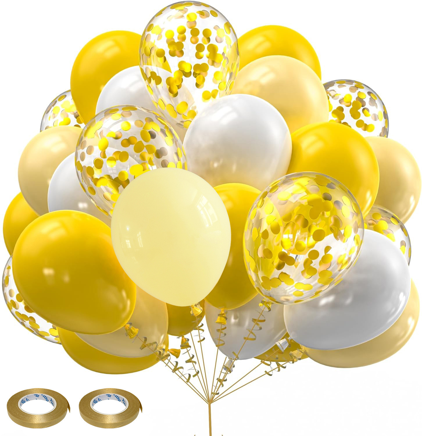 Agar.Shop 27pcs Yellow White Confetti Combination 12inch Balloon Set ...