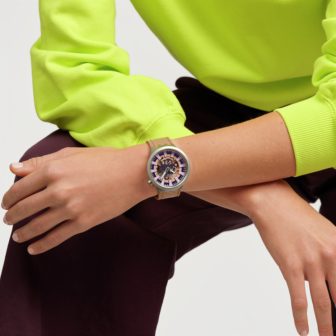 Swatch Big Bold Terracotta Tide SB07S119 Beige Rubber Strap Watch ...