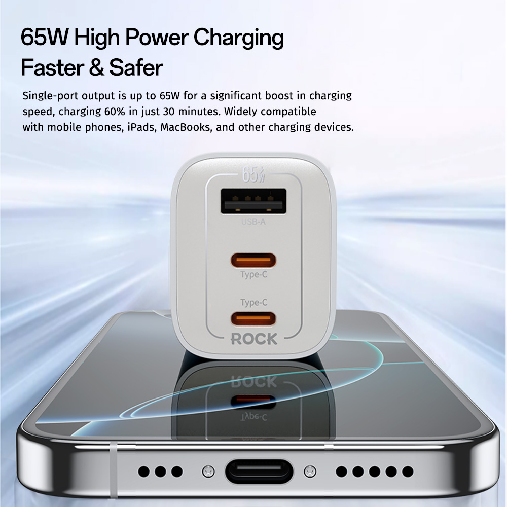 Rock Space Ice²Cube 65W GaN Wall Charger Fast Charging Adaptor For ...