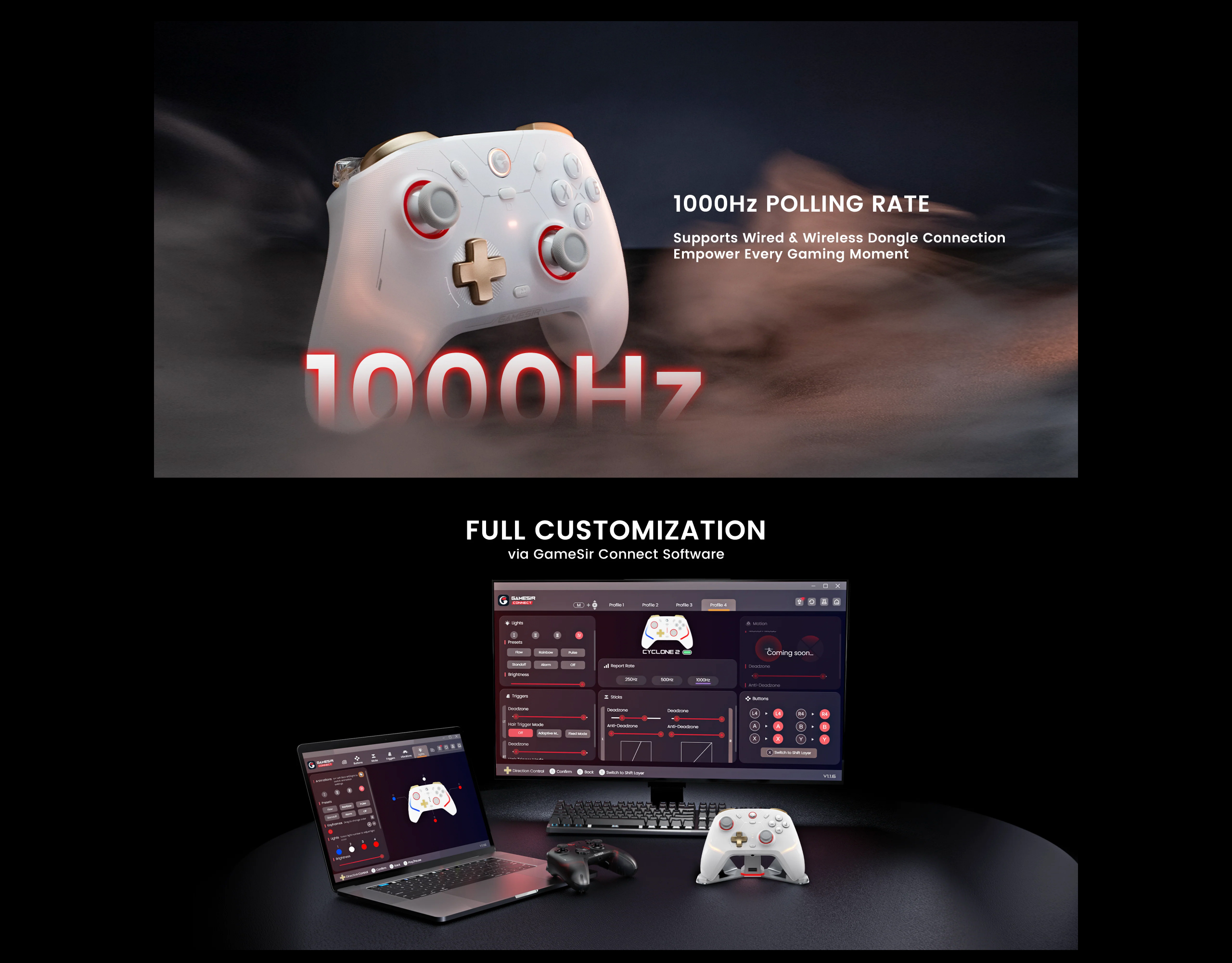 Gamesir Cyclone 2 Multi-Platform Wireless Game Controller with Pedestal ...