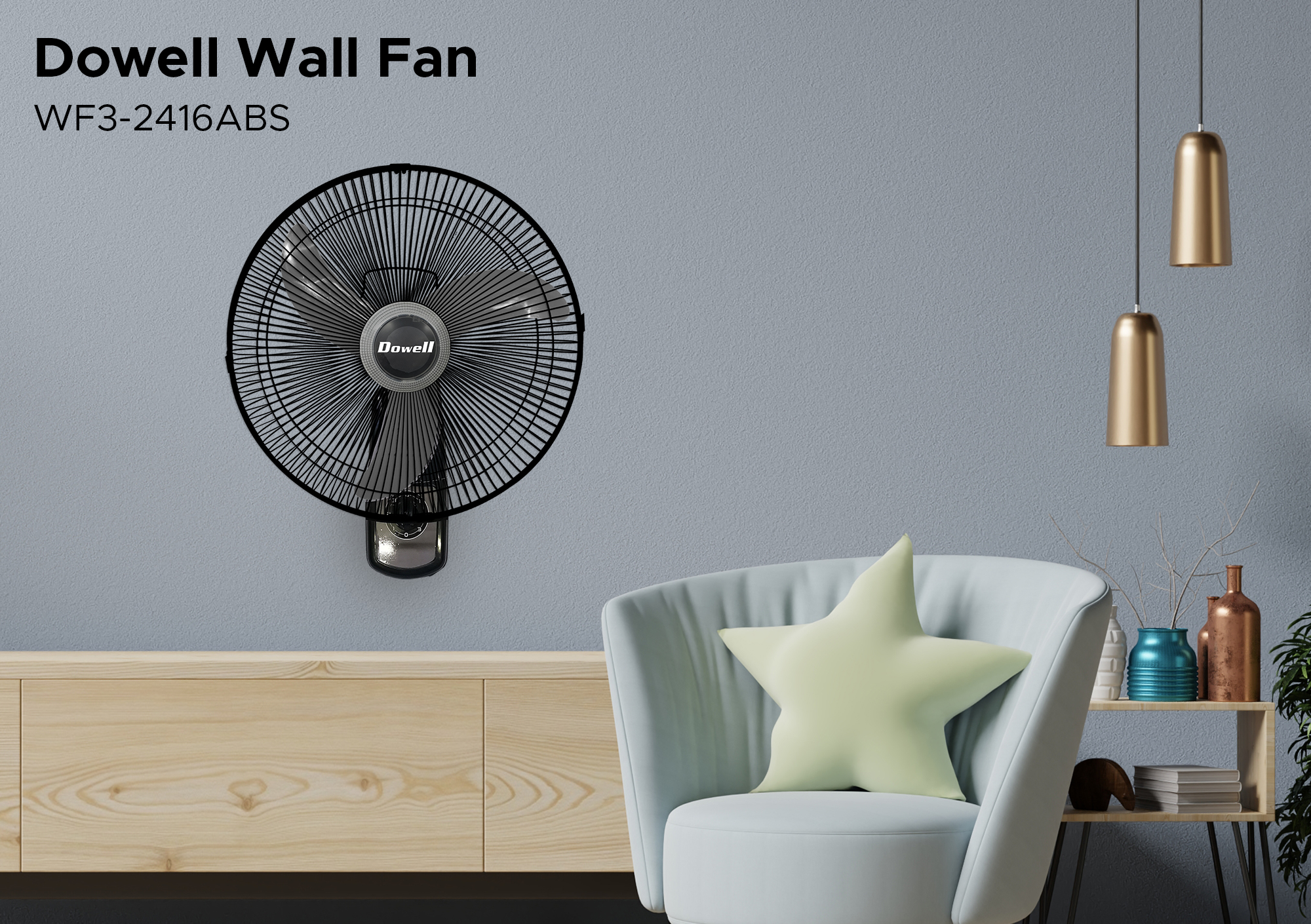 Dowell 16" Wall Fan 3 Leaf ABS Banana Blade | WF3-2416ABS | Shopee ...