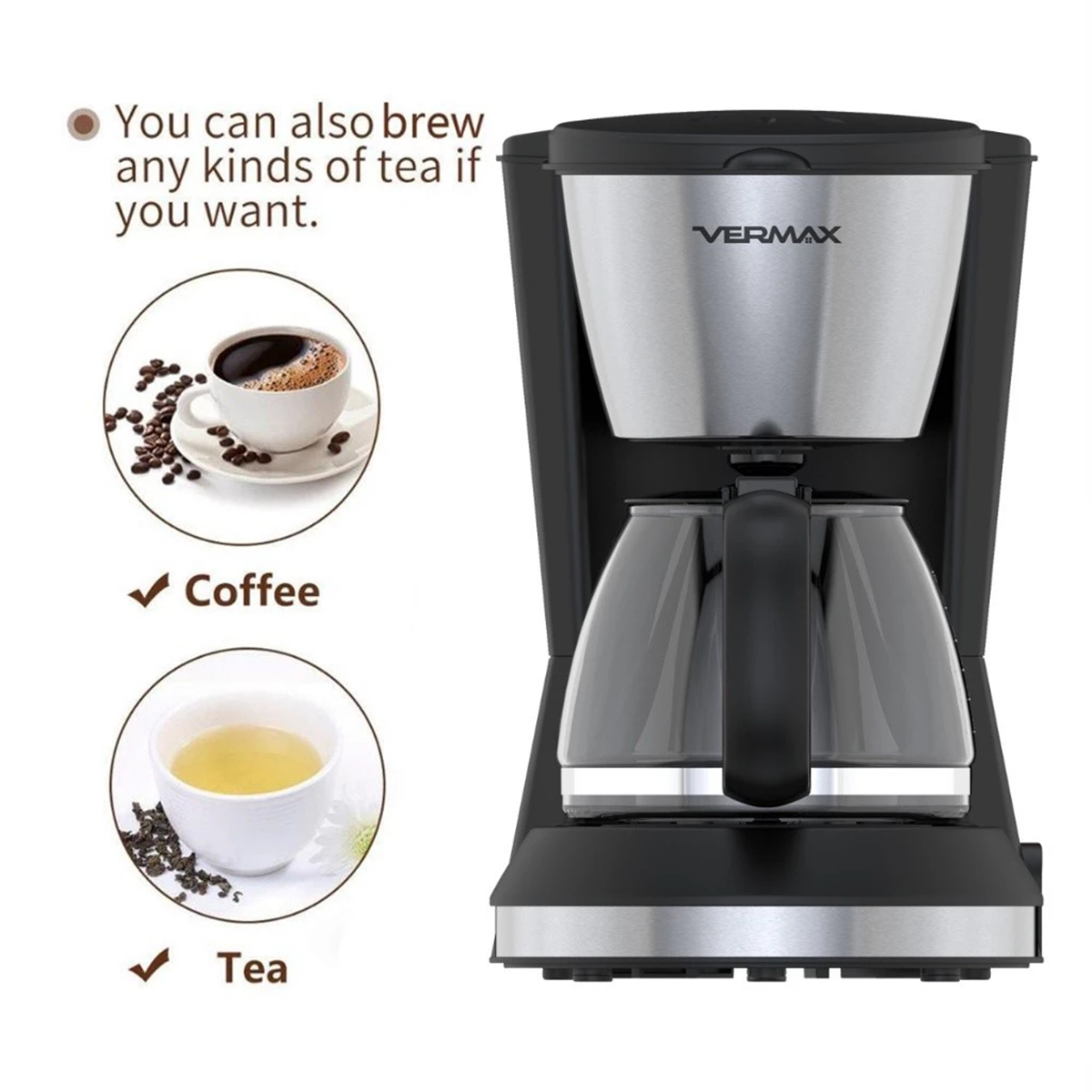 Vermax Coffee Maker 0.7L/0.25L Electric Coffee machine Drip Coffee with ...
