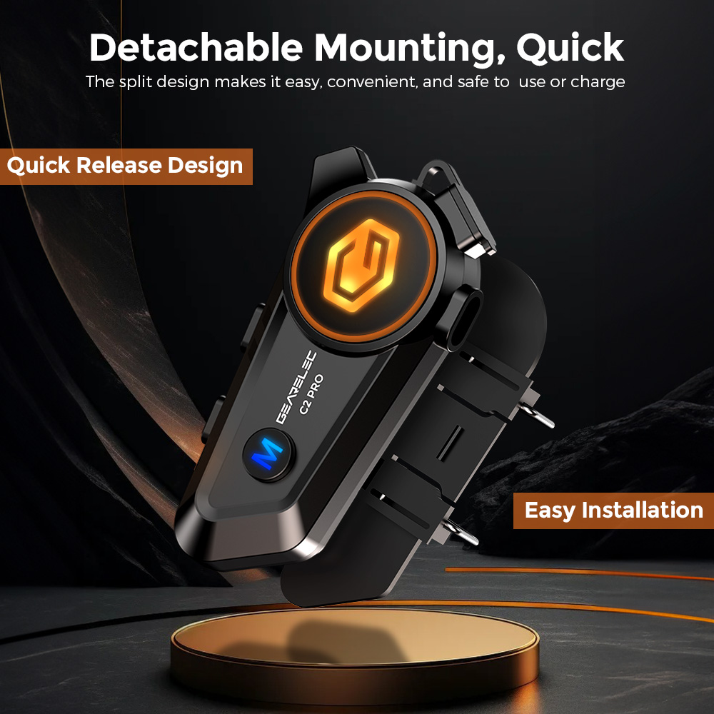 GEARELEC C2 Pro Motorcycle Helmet Intercom Headset 2 Riders For Music ...