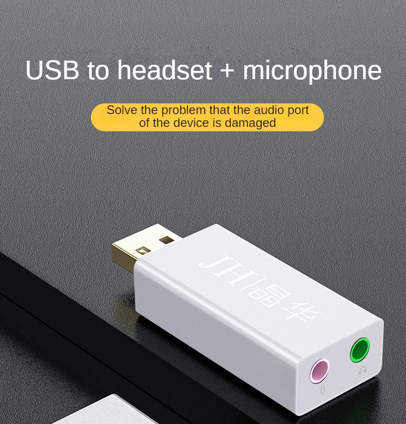 USB to Sound Card Aux 3.5mm Mic Adapter Stereo Audio 3.5mm 2 In 1 ...