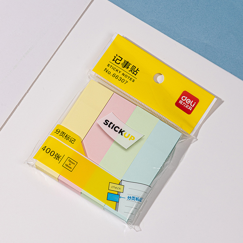 Deli 400 Sheets Sticky Notes 19x76mm for Student Office Stationery ...