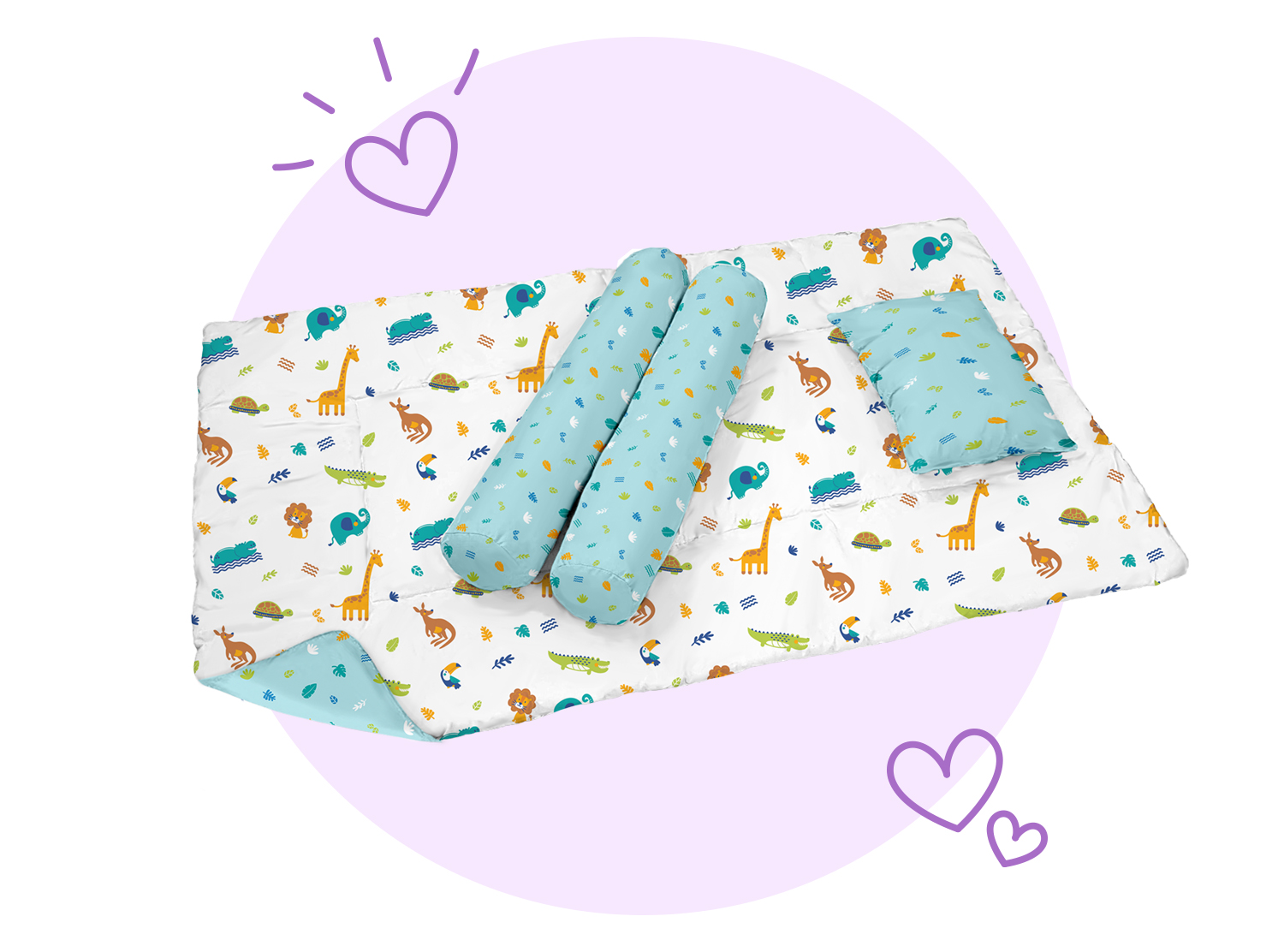 Child Care Baby Comforter Set with Pillow and Bolsters 4in1 Nursery ...