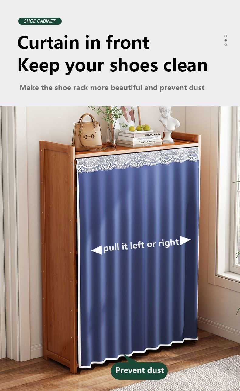 6 layers Shoe Rack Dust-proof Shoe Cabinet wooden storage organizer ...