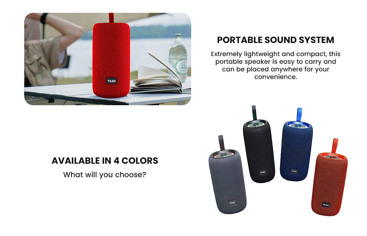 TYLEX XSP01 Portable Bluetooth Speaker with RGB Light 5.3 Bluetooth TWS ...