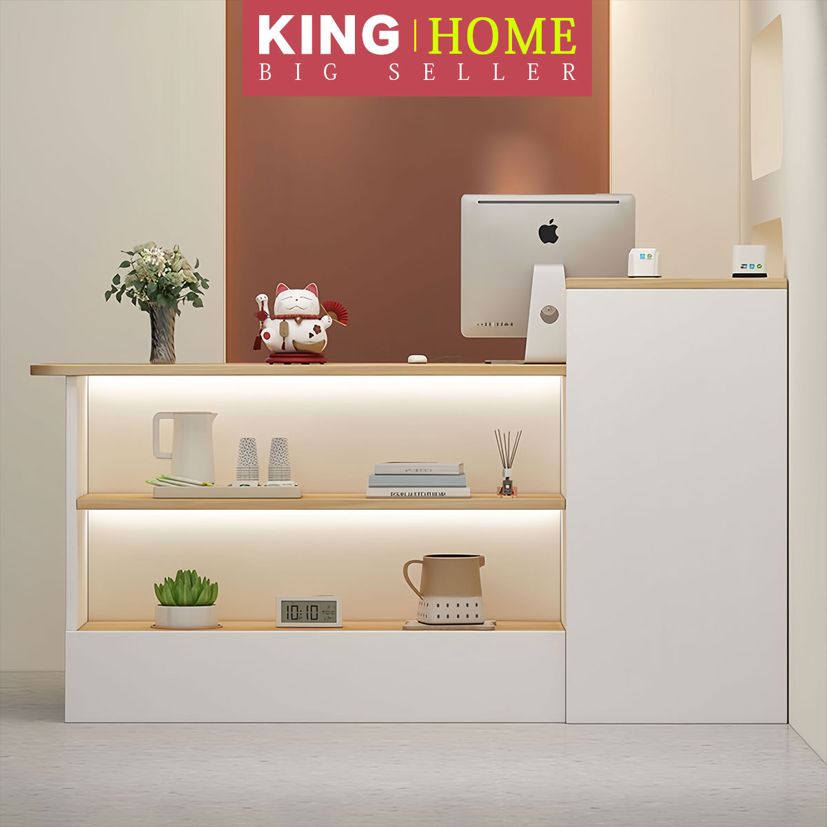 Modern cash register, convenience store front desk, reception desk ...