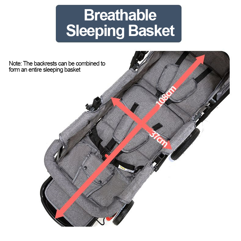 LUCKYBABE Double front and rear baby strollers lightweight folding ...