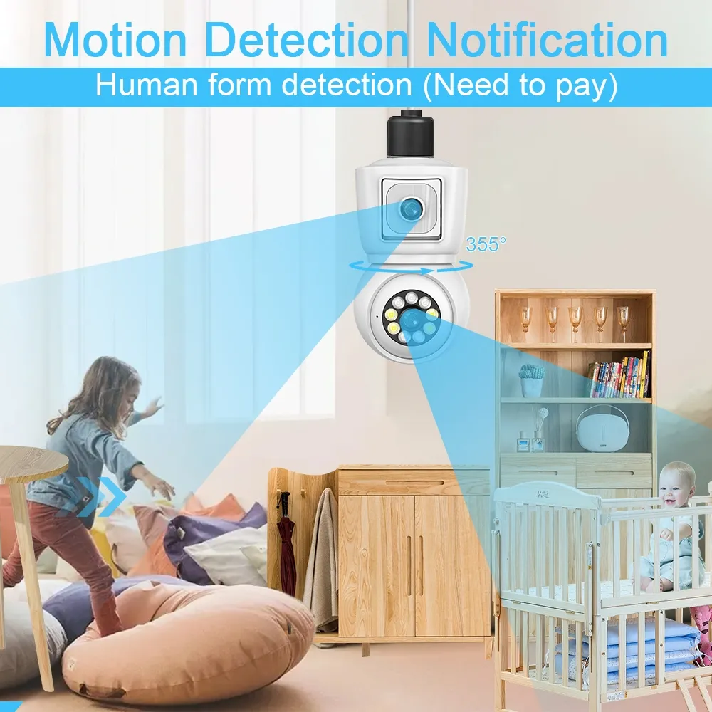Buy1 Take1 ICSEE 4MP IP CCTV Security Camera Dual Lens PTZ Indoor Bulb ...